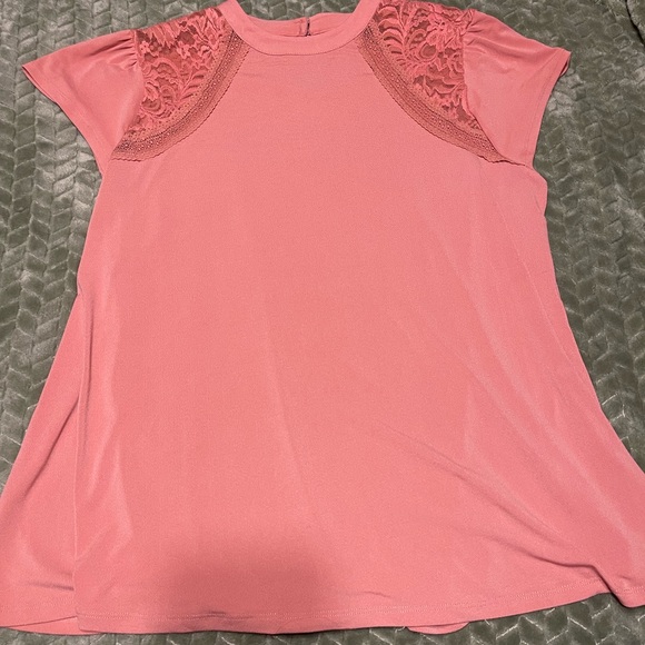 torrid | Tops | Torrid Peachpink Blouse With Lace Capped Sleeves Size 2 ...